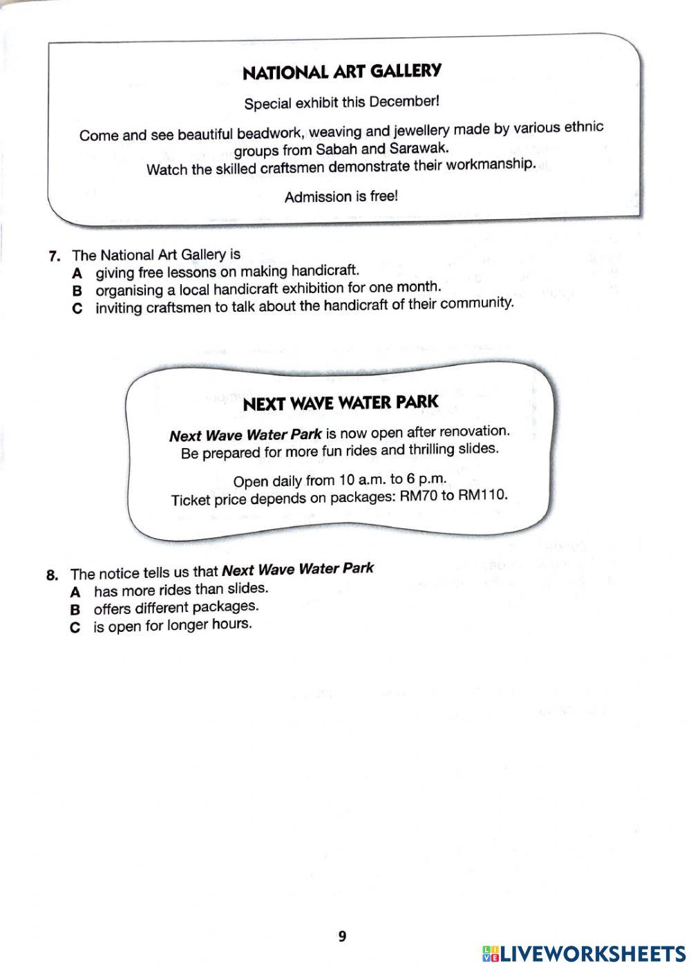 Short Texts activity | Live Worksheets