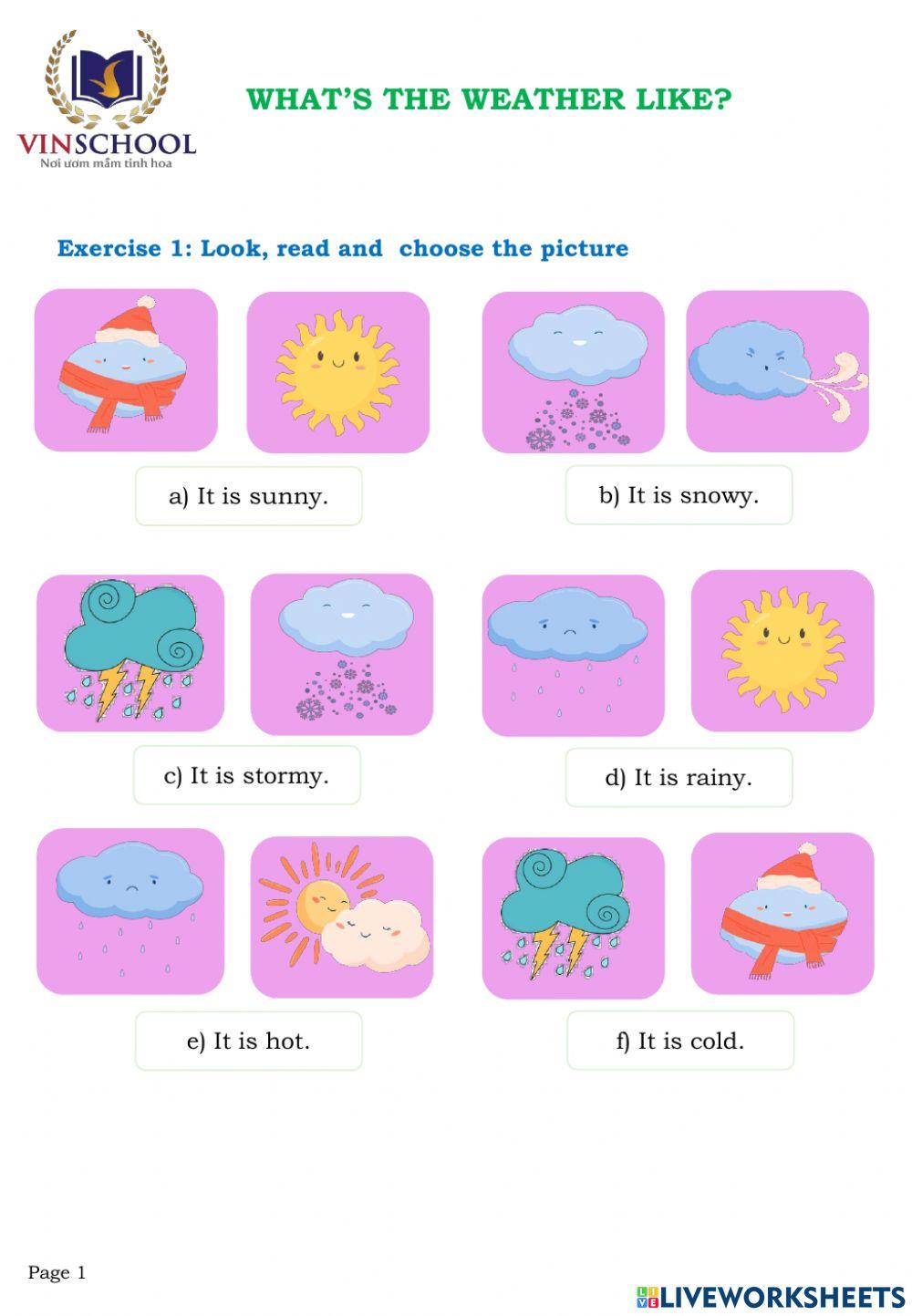 Weather 2160040 | Mrs Nam BA2 | Live Worksheets