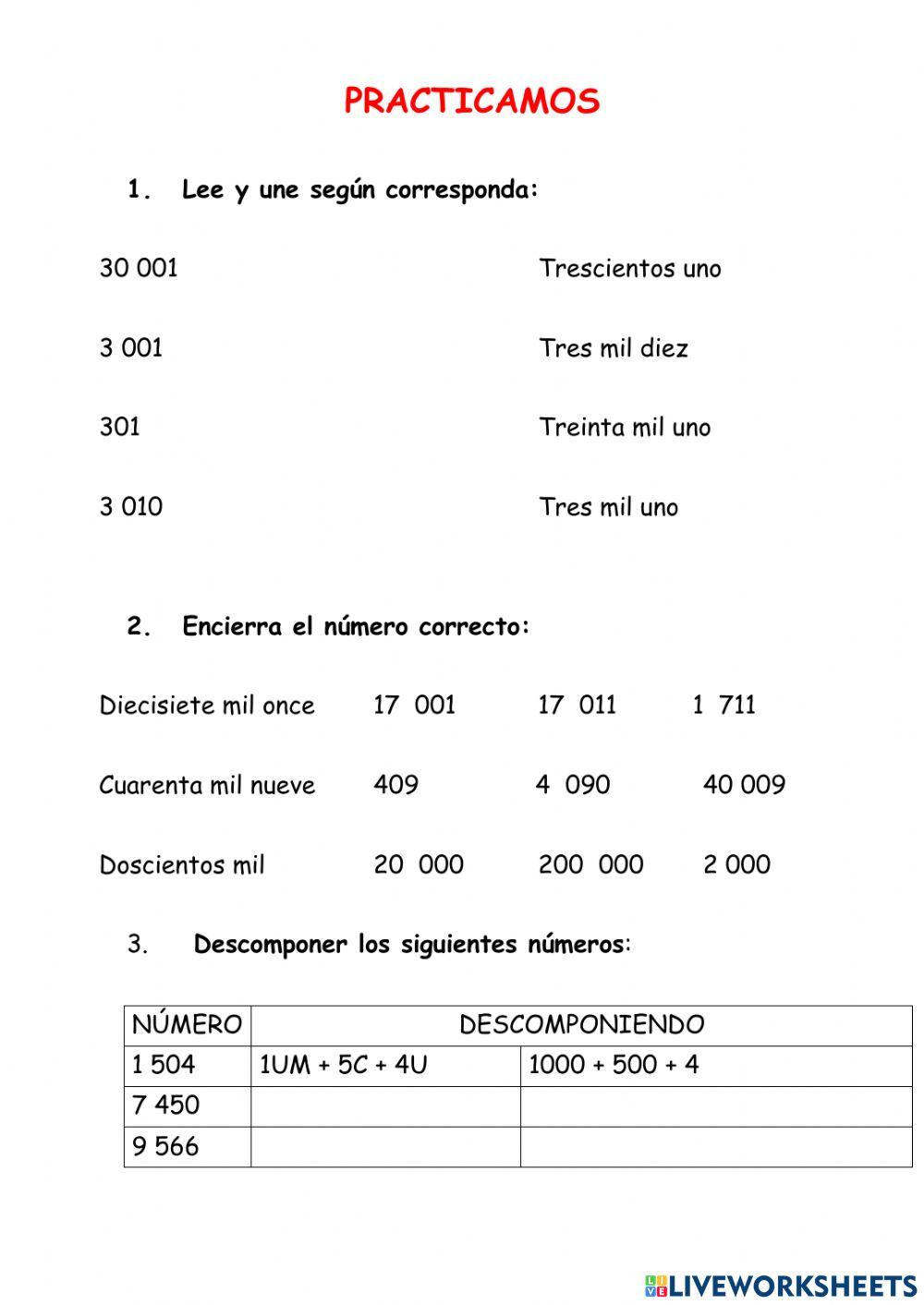Números Naturales Online Exercise For Tercero Primaria Live Worksheets