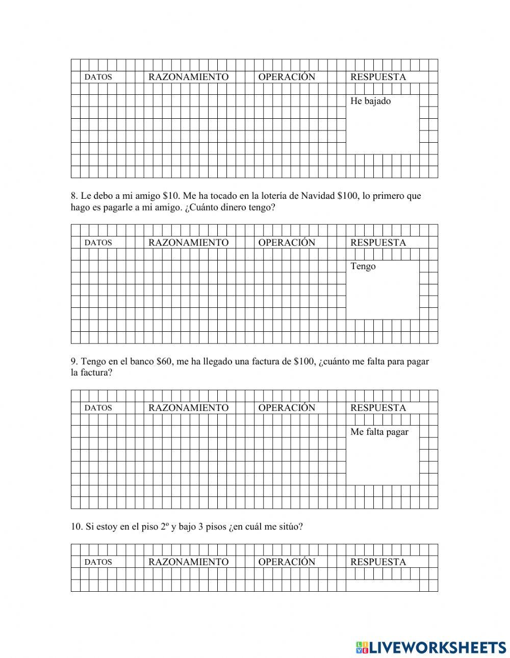 PROBLEMAS MATEMÁTICOS online exercise for | Live Worksheets PROBLEMAS MATEMÁTICOS online exercise for | Live Worksheets