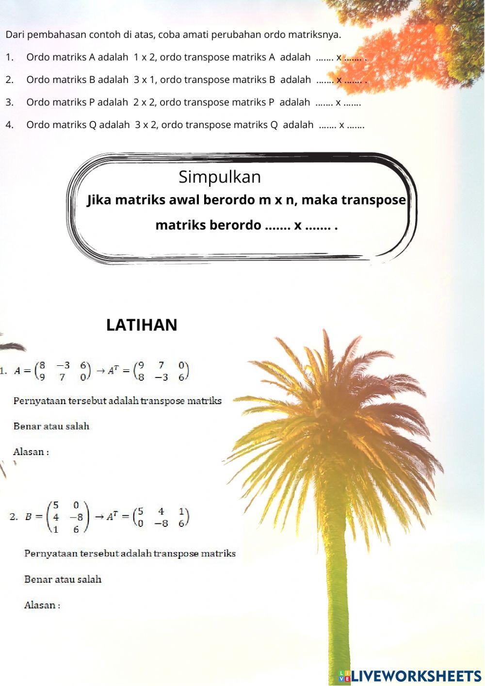 LKPD 2-Transpose dan Kesamaan Matriks 3004 | ENDANG