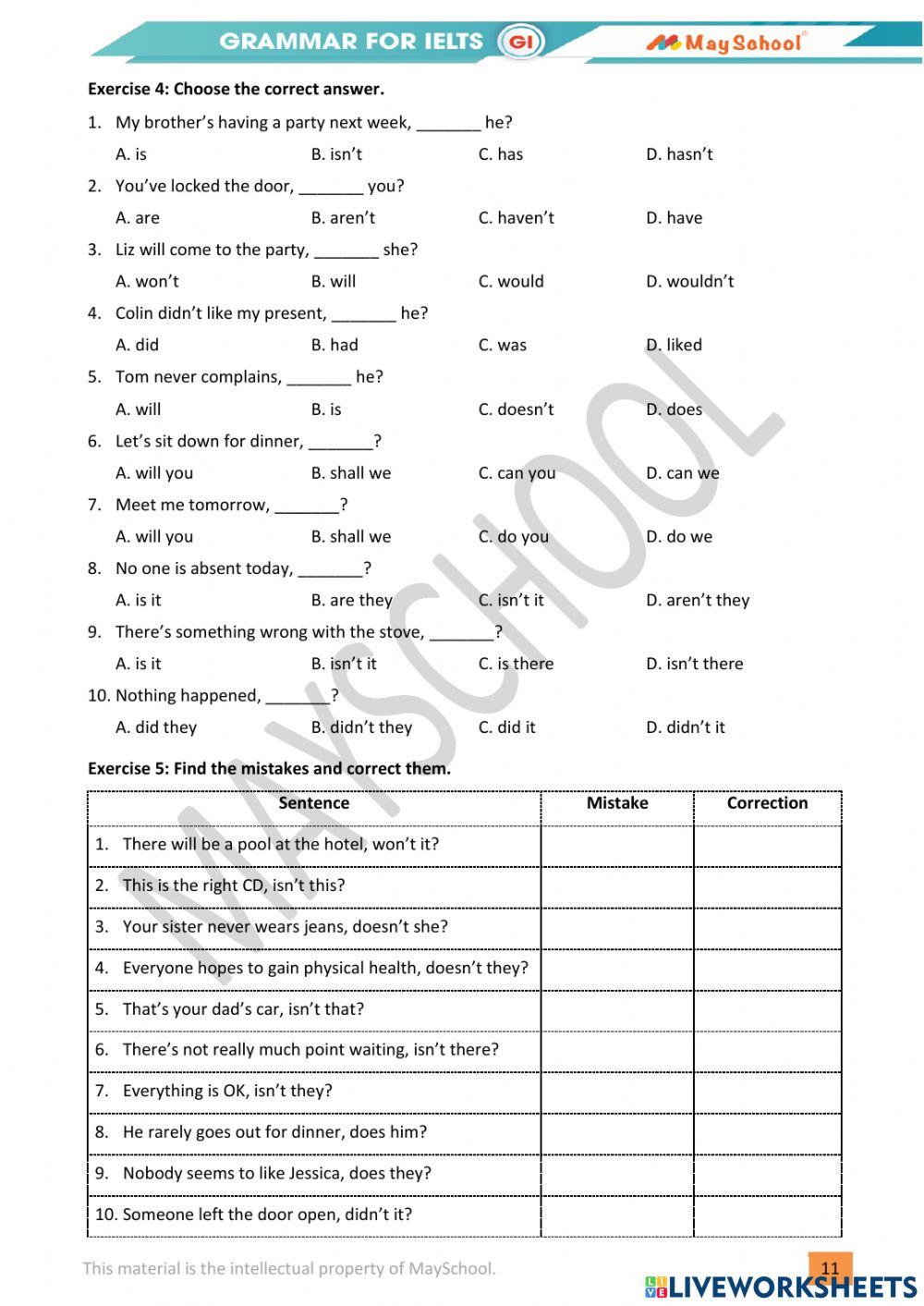 GI-Gram-L42-Question Tags online exercise for | Live Worksheets