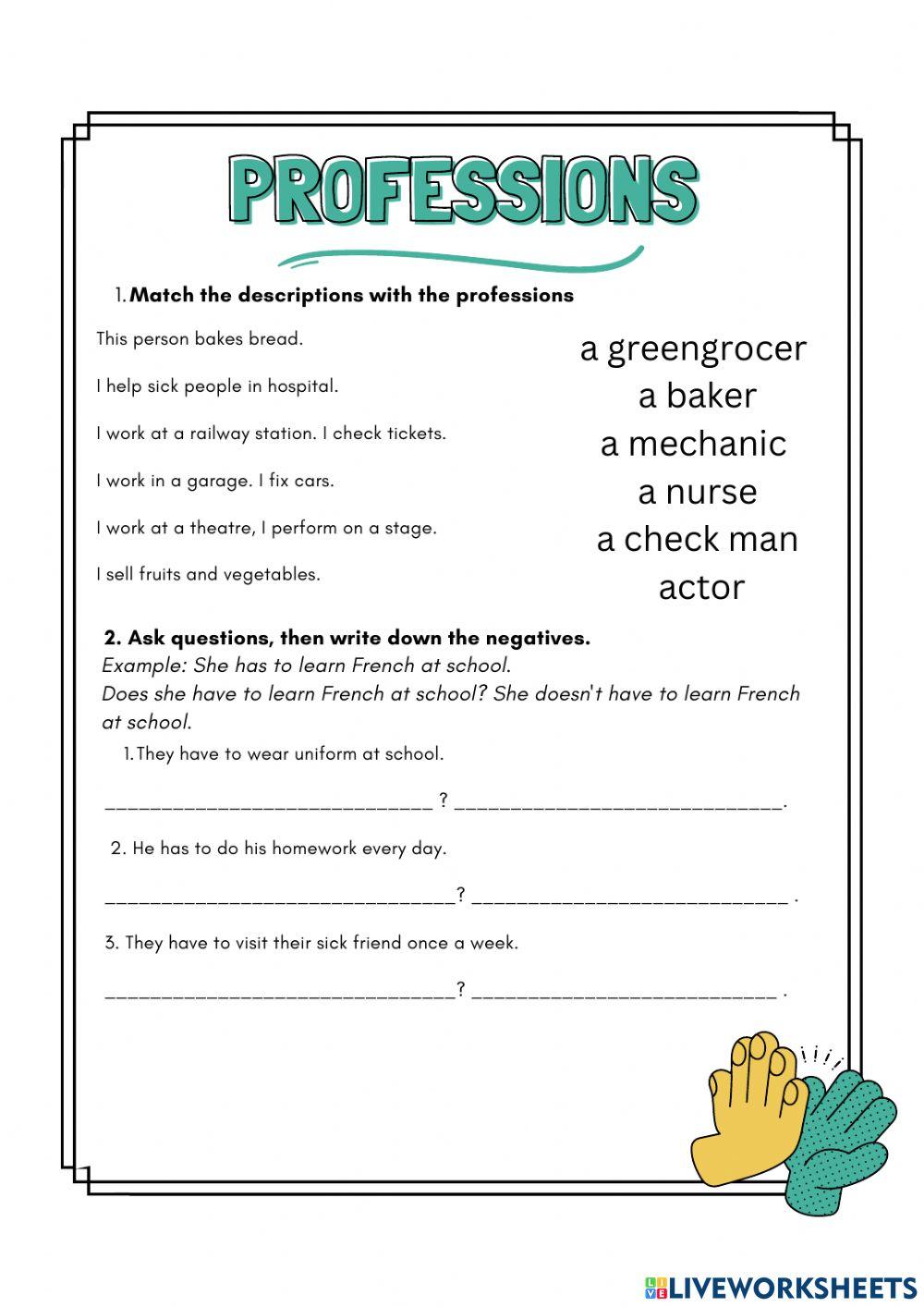 Have to-Professions worksheet | Live Worksheets