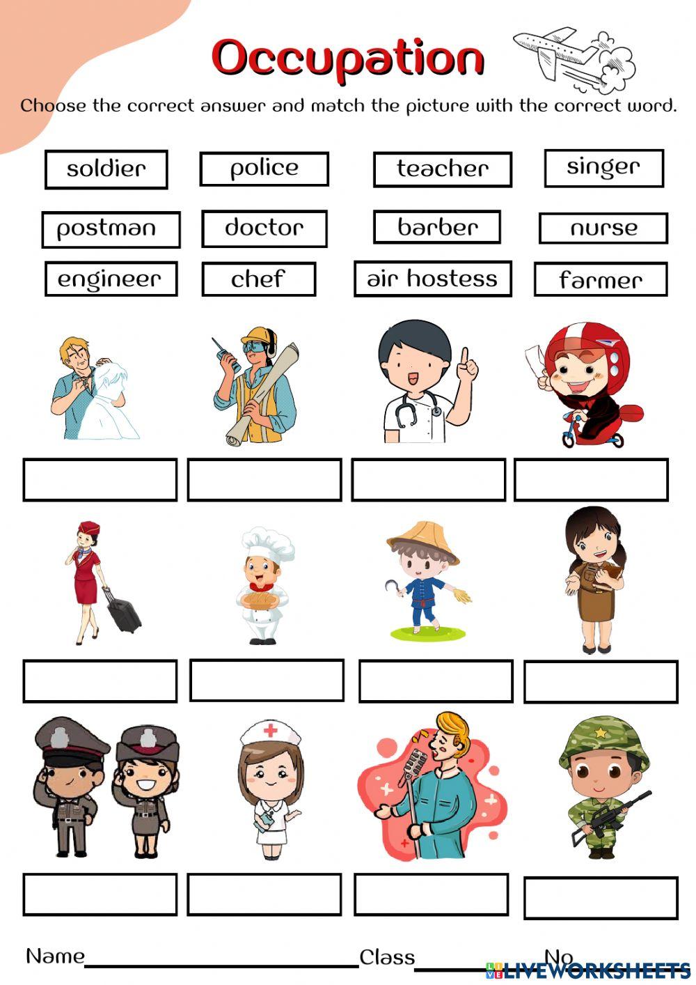 Occupation M.2 worksheet | Live Worksheets