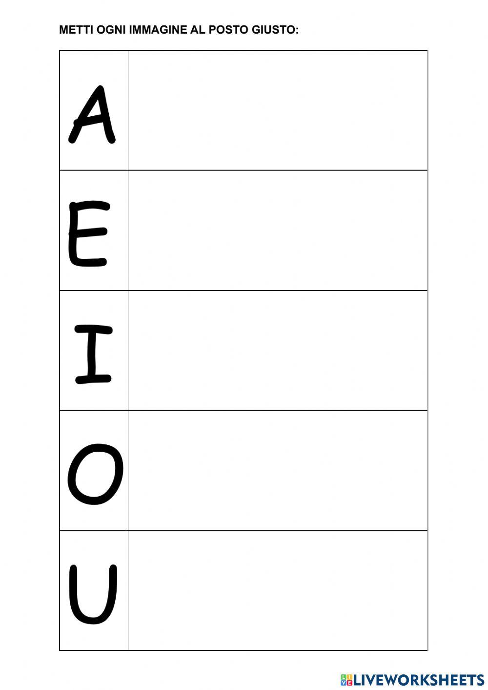 Vocali interactive activity | Live Worksheets