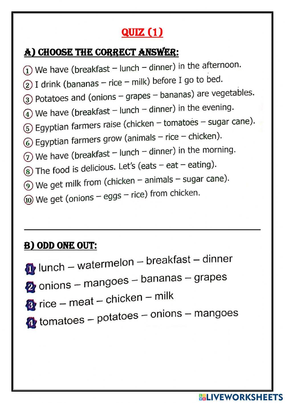 Connect Unit 1 (lesson1) - quiz1 worksheet | Live Worksheets