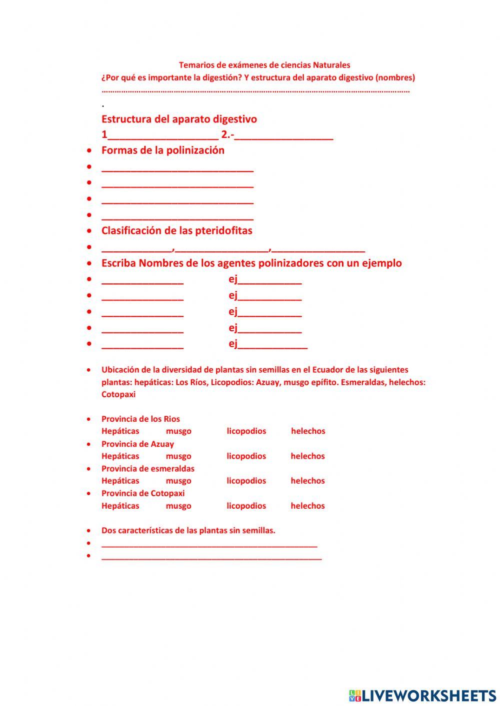 temarios de cie… | Free Interactive Worksheets | 5353891