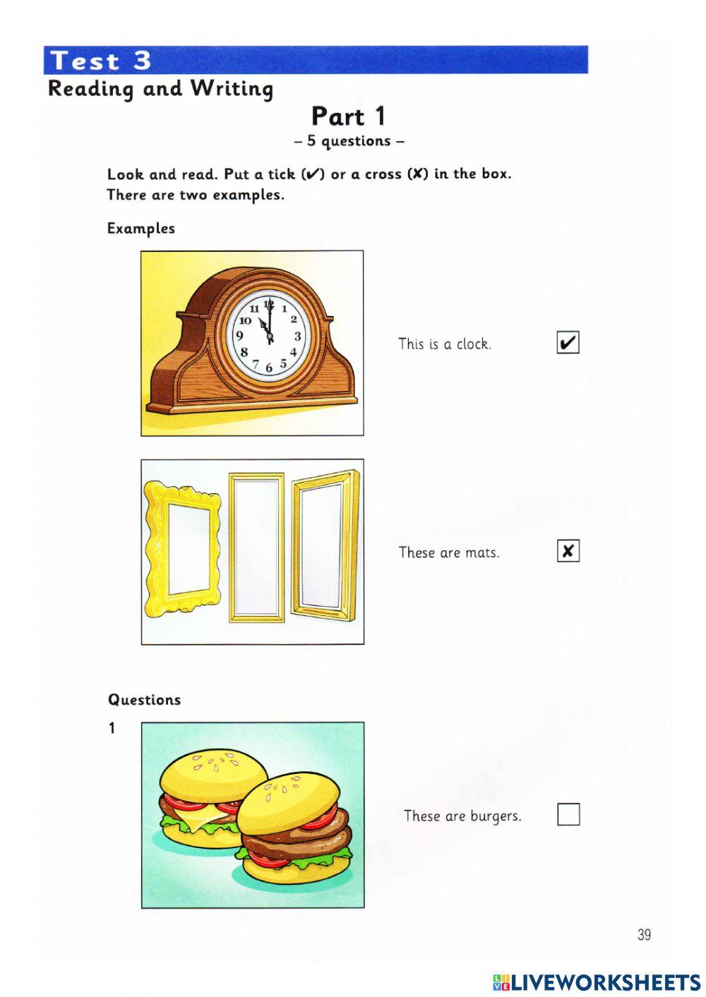Starters 2- test 3 r&w worksheet | Live Worksheets