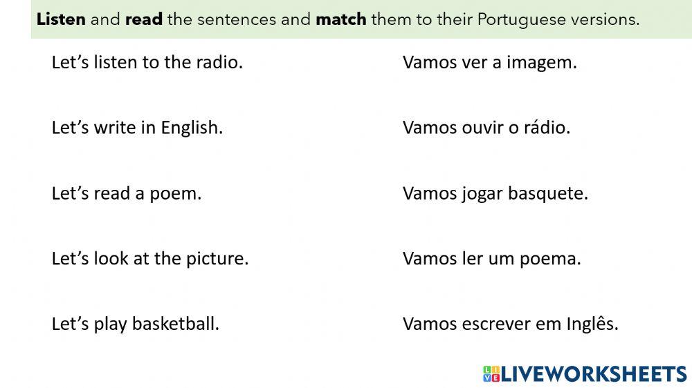 L11 - A3 - Let's, Reading and Translate worksheet | Live Worksheets