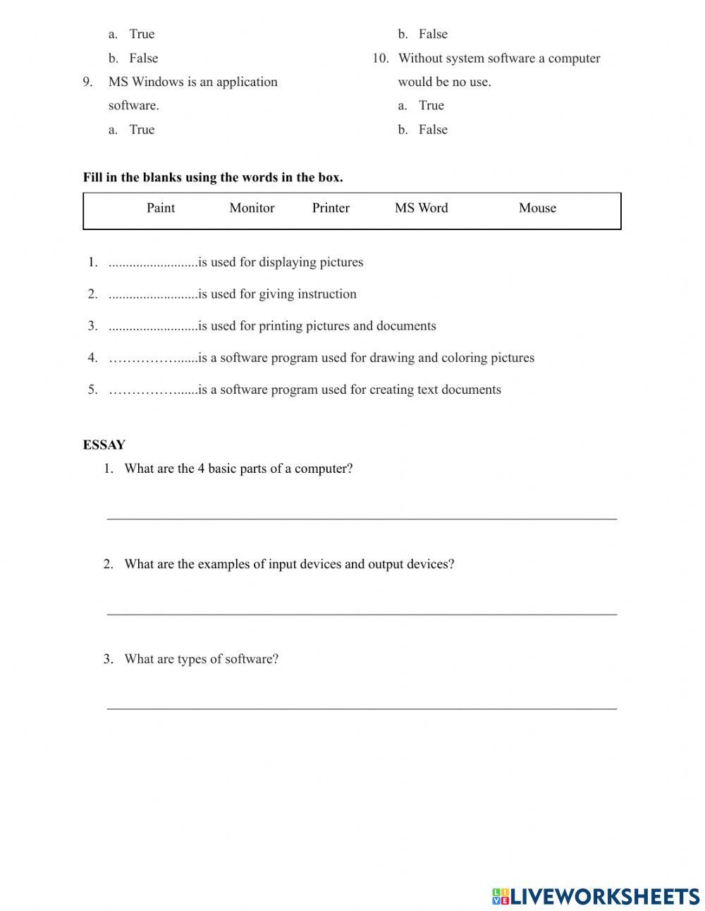 ICT QUIZ (KNOW YOUR COMPUTER) 2423601 | Wildan08 | Live