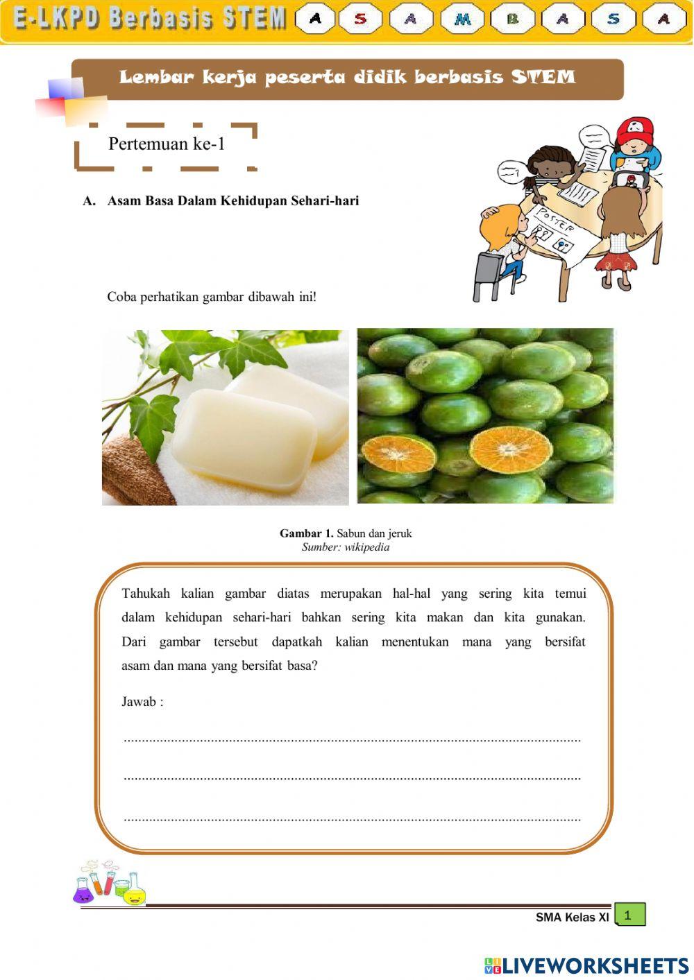 Pertemuan ke-1 Asam basa worksheet | Live Worksheets