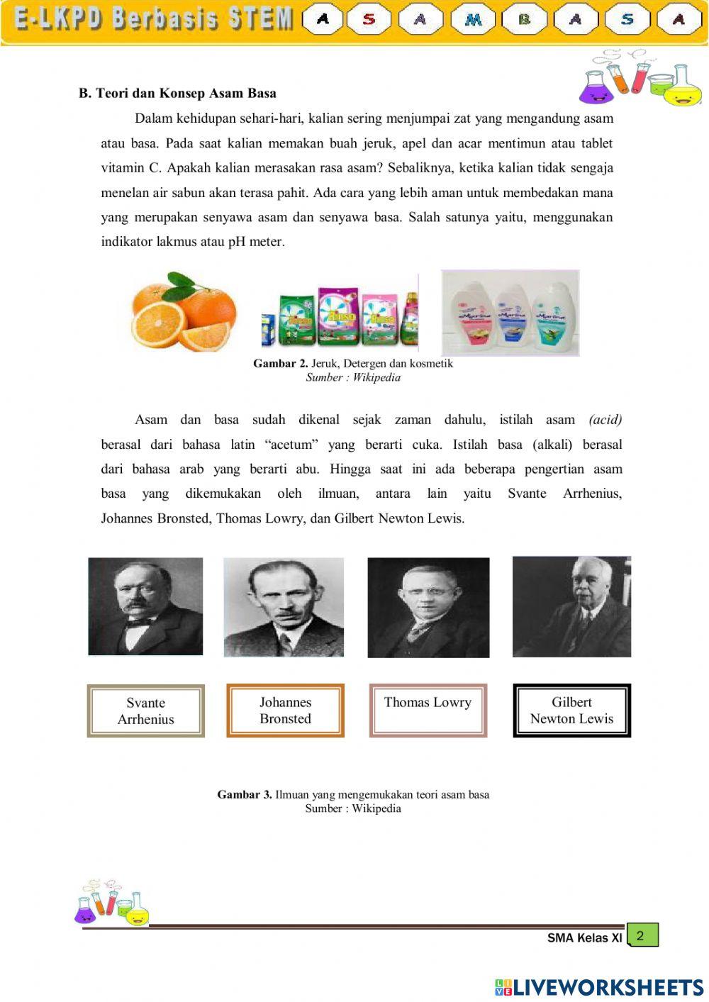 Pertemuan ke-1 Asam basa worksheet | Live Worksheets