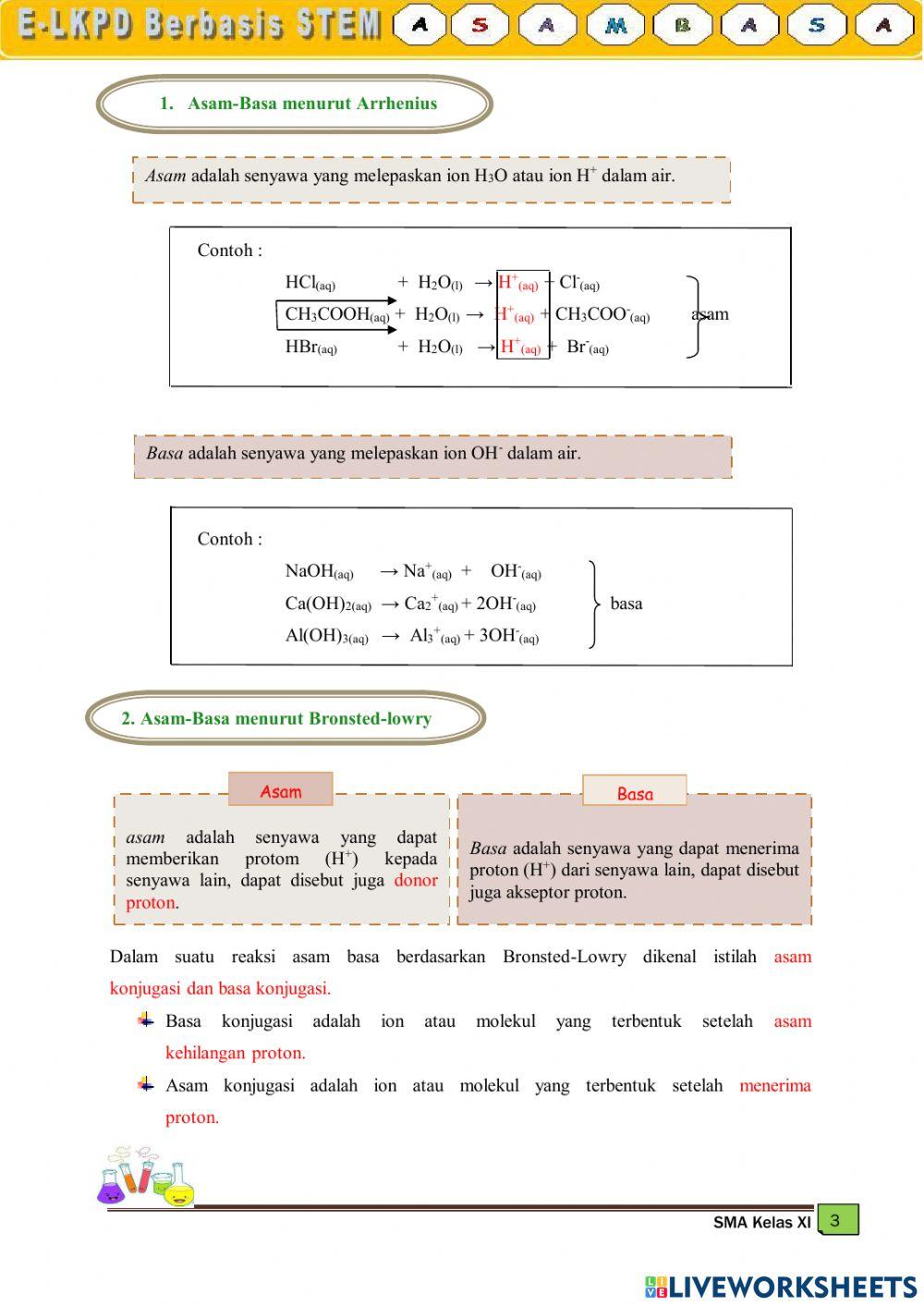 Pertemuan ke-1 Asam basa worksheet | Live Worksheets
