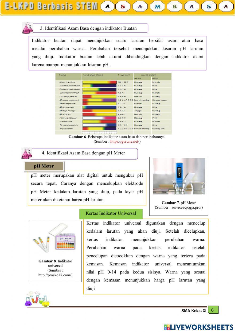 Pertemuan ke-2 asam basa worksheet | Live Worksheets