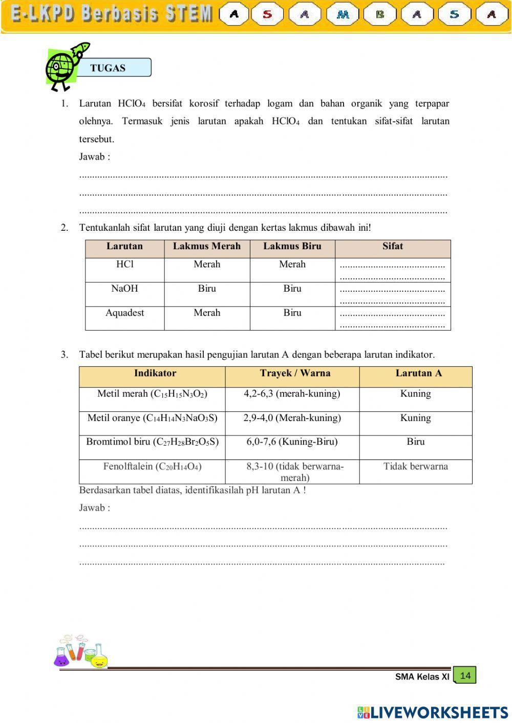 Pertemuan ke-2 asam basa worksheet | Live Worksheets