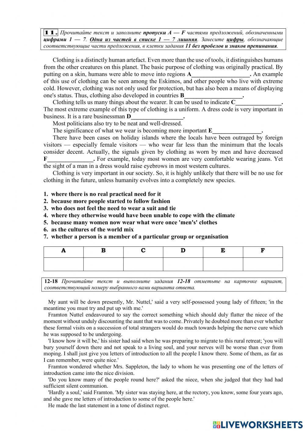 RNE practice Reading and Grammar 1122 worksheet | Live Worksheets