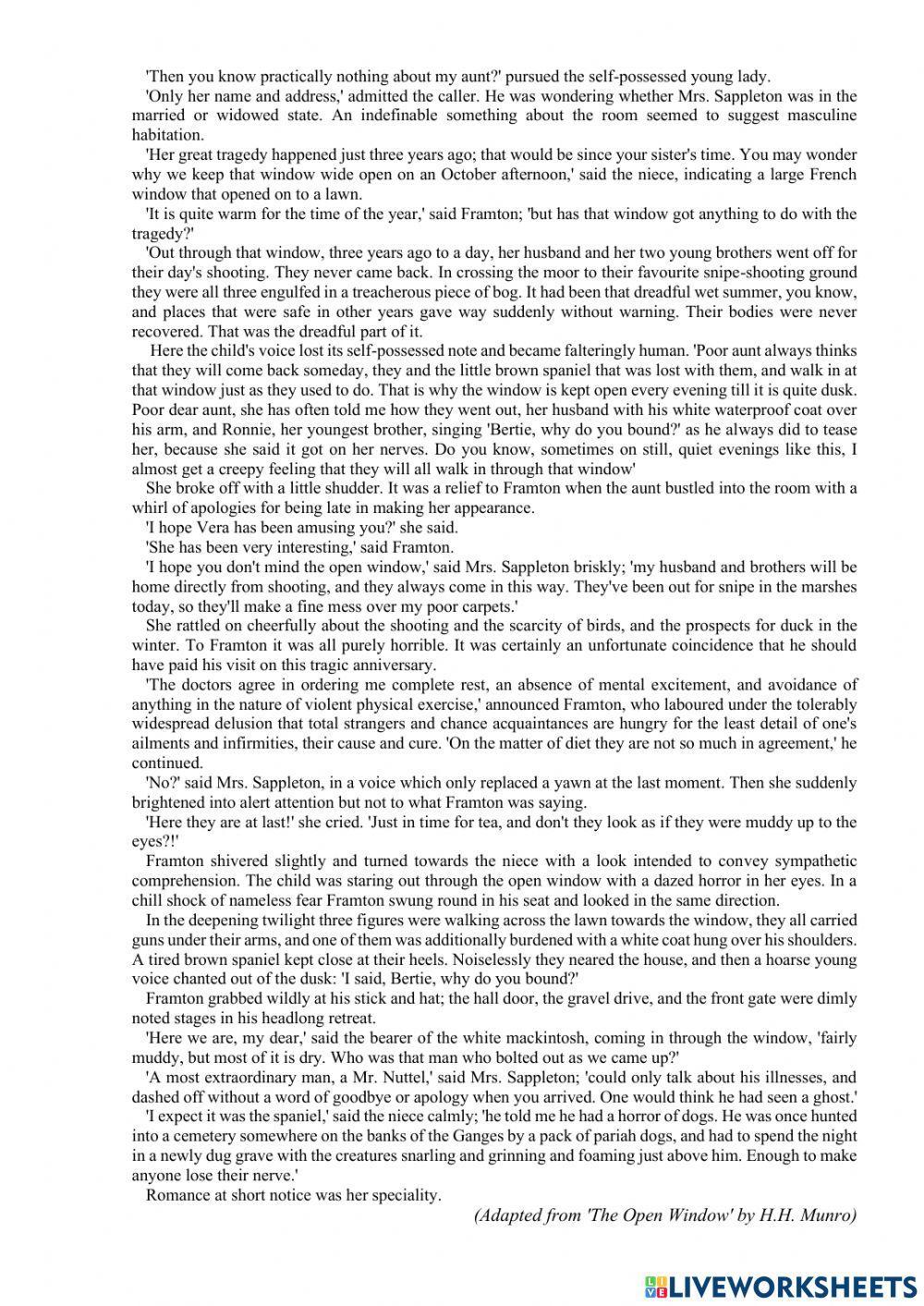 RNE practice Reading and Grammar 1122 worksheet | Live Worksheets