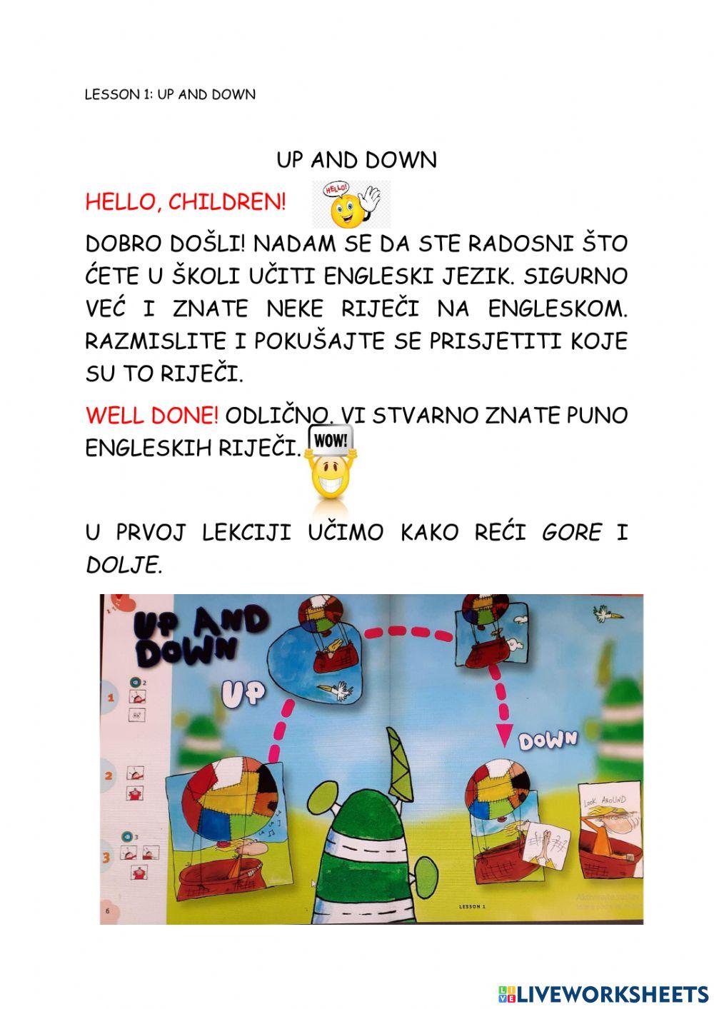 Up and down - lesson 1 worksheet | Live Worksheets