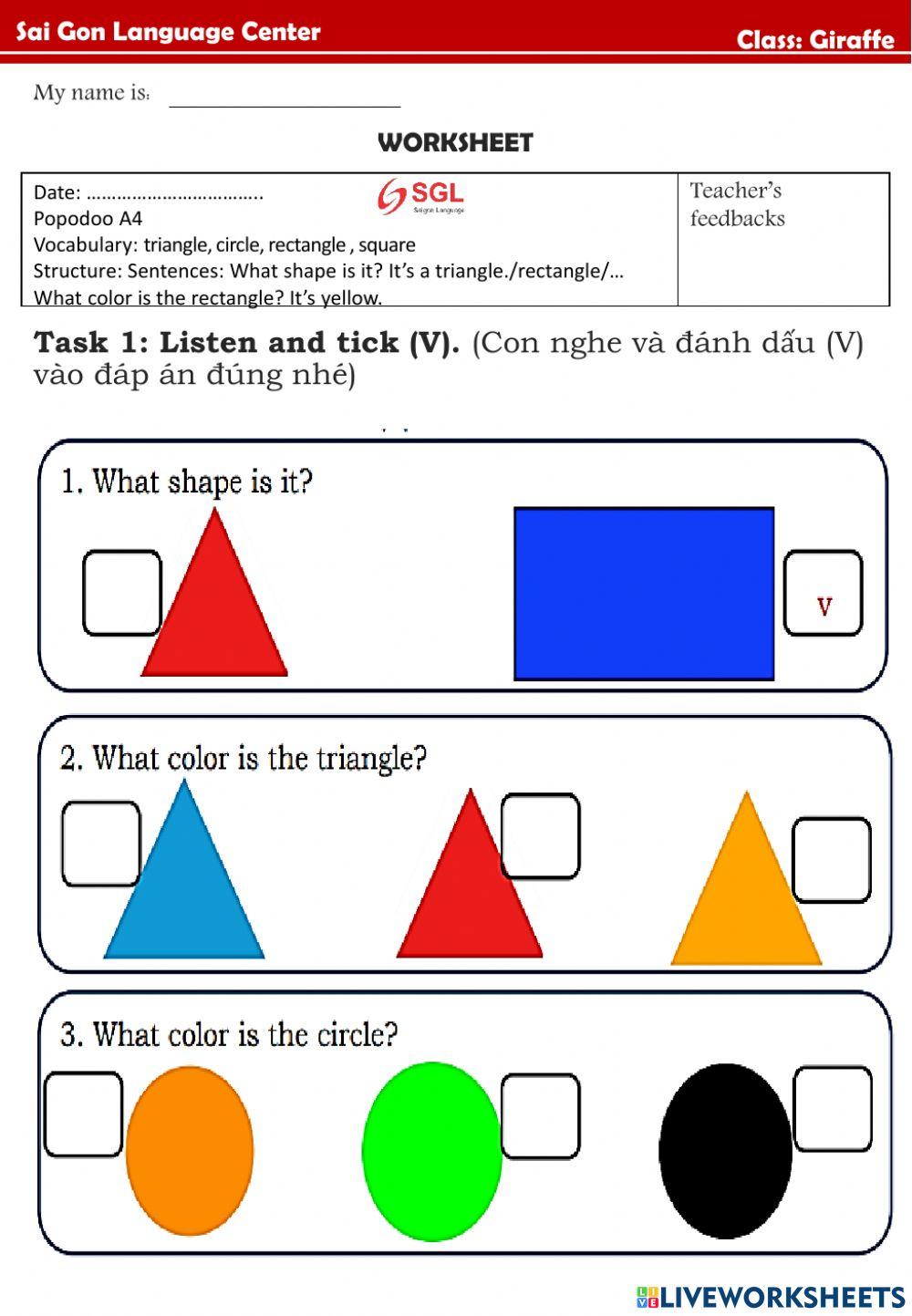 A4. Shapes | Free Interactive Worksheets | 2134166