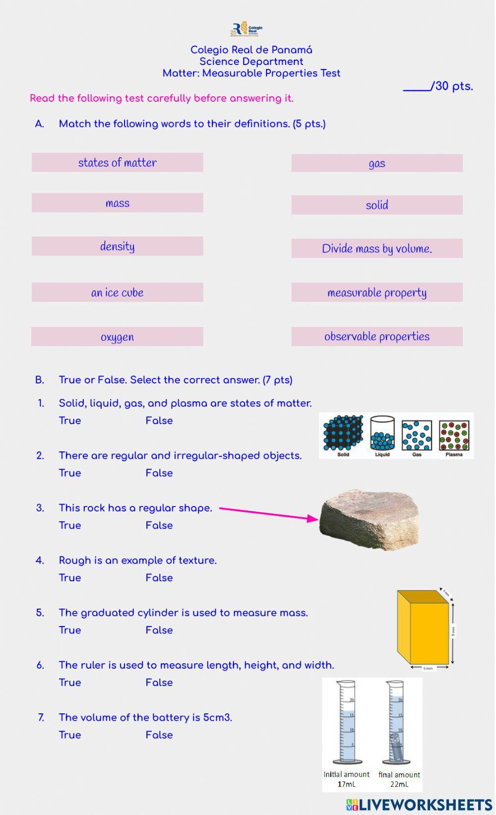 Matter: Measurable Properties Test 3628886 | Jenny