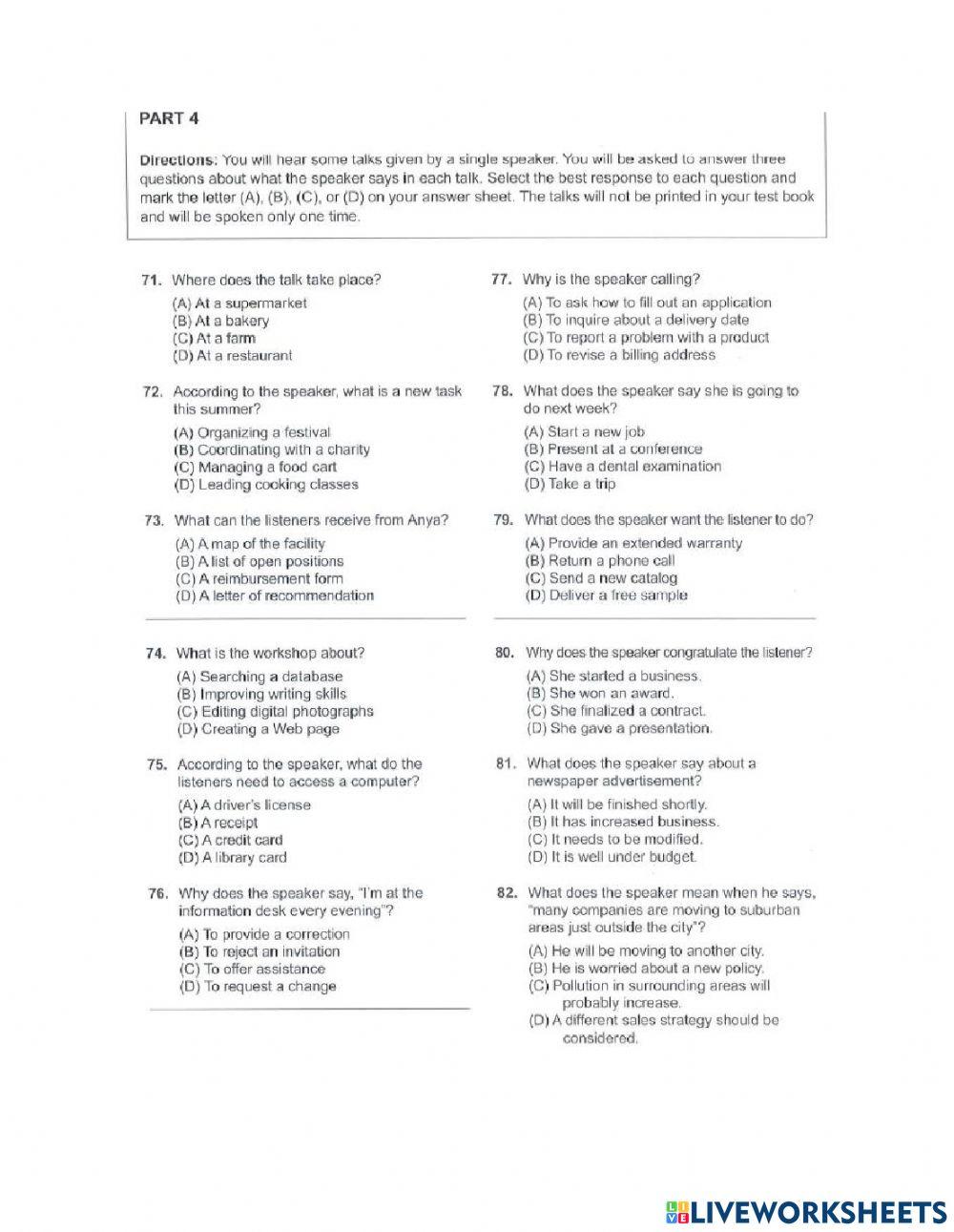 Mini-test 5 interactive worksheet | Live Worksheets