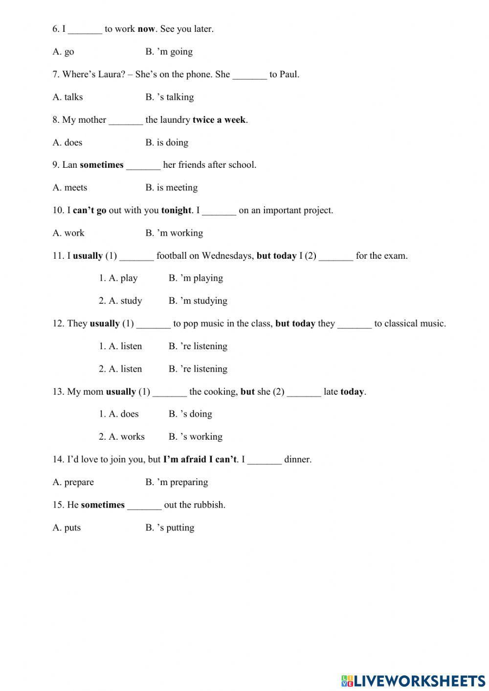 The present sim… | Free Interactive Worksheets | 2134389