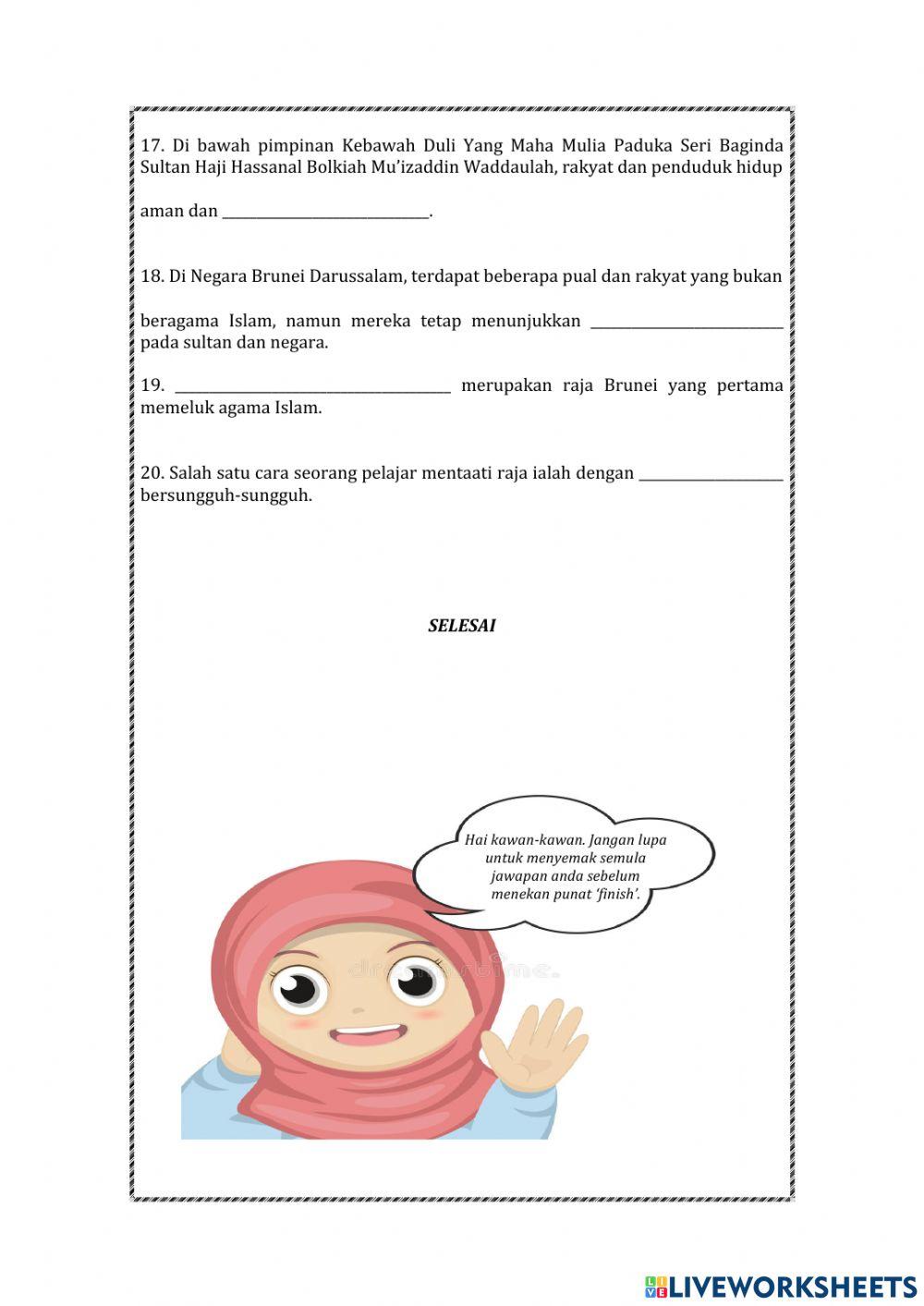 Taat Setia Kepada Raja 3 worksheet | Live Worksheets