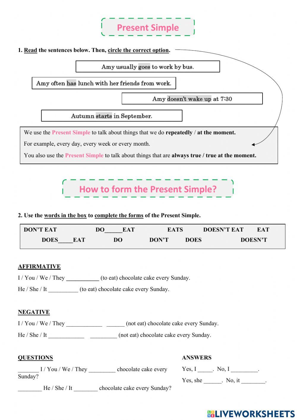 KET 5 - Present Simple worksheet | Live Worksheets