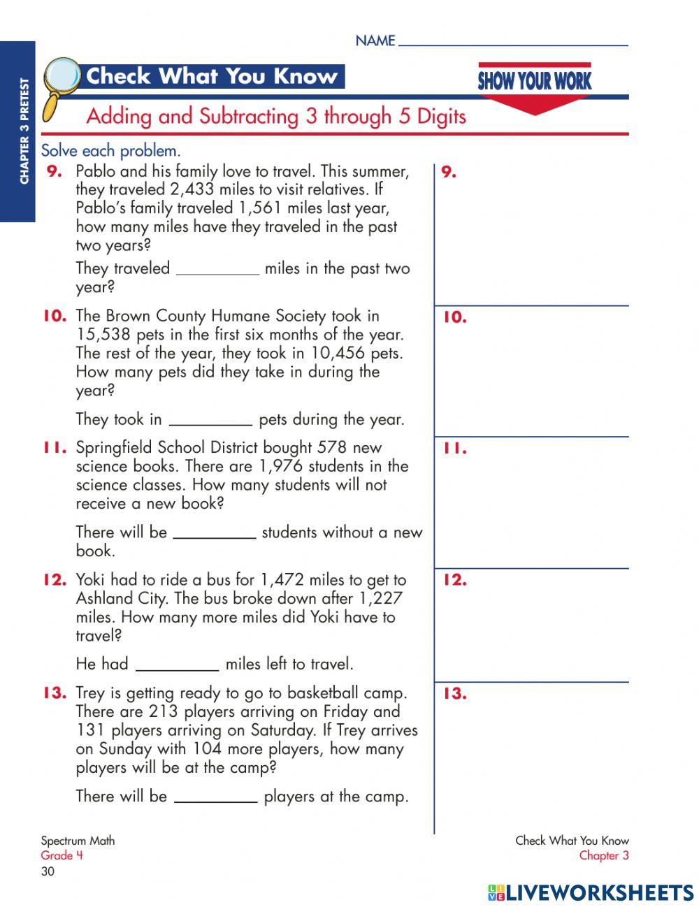 Math online exercise for 4 | Live Worksheets