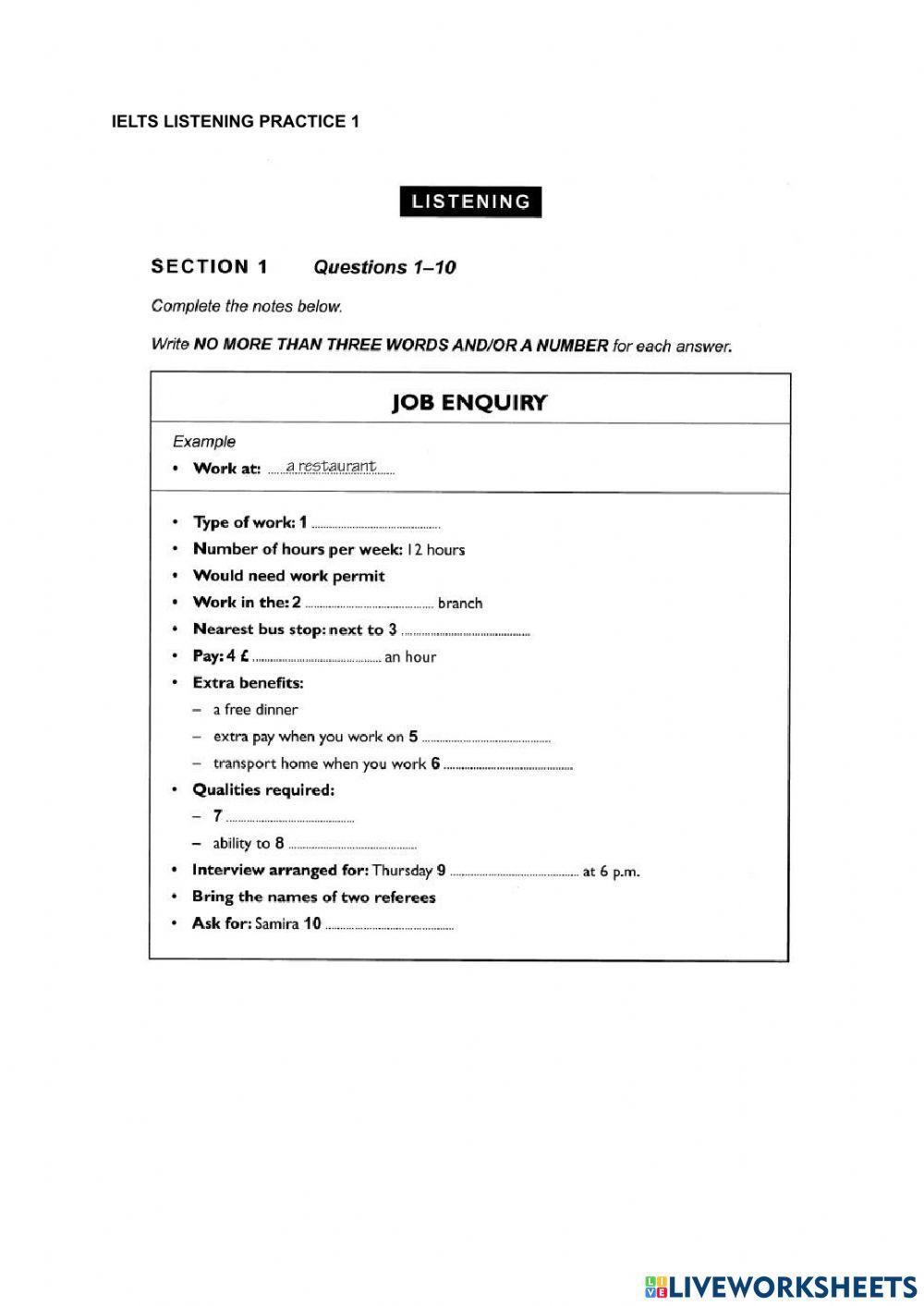 ielts online exercise for | Live Worksheets