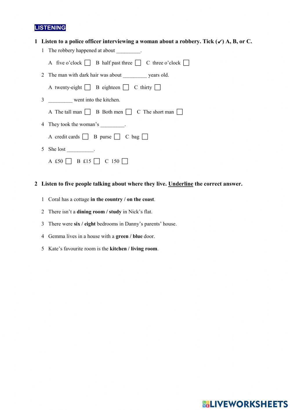 Elementary test unit 8 worksheet | Live Worksheets