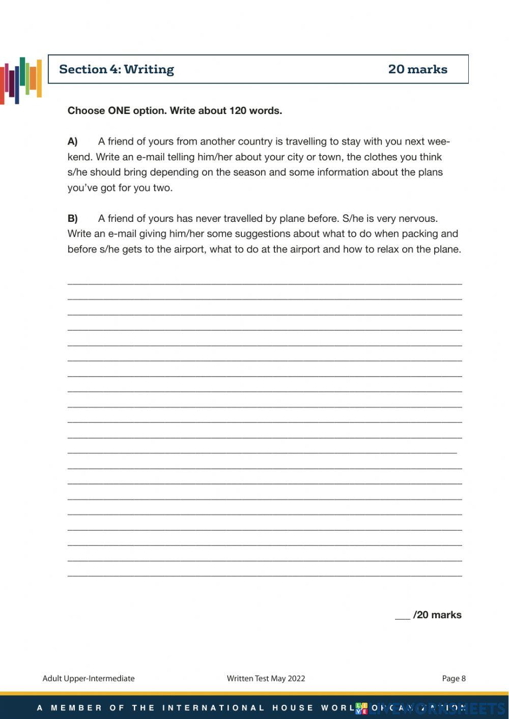 Written test May 2022- Upper-Intermediate 3629131