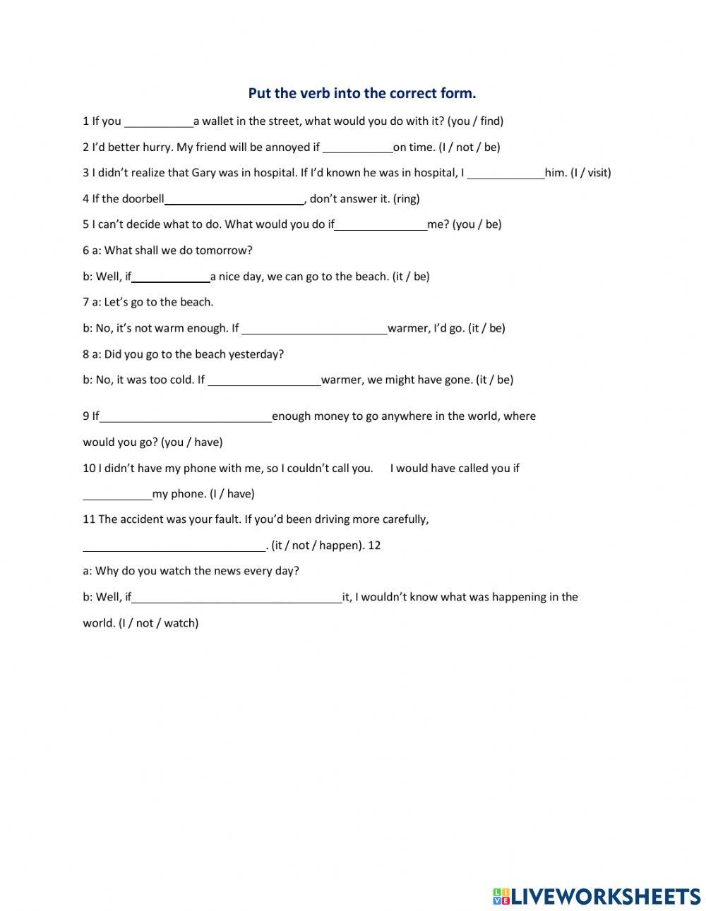 Conditional practice online exercise for | Live Worksheets