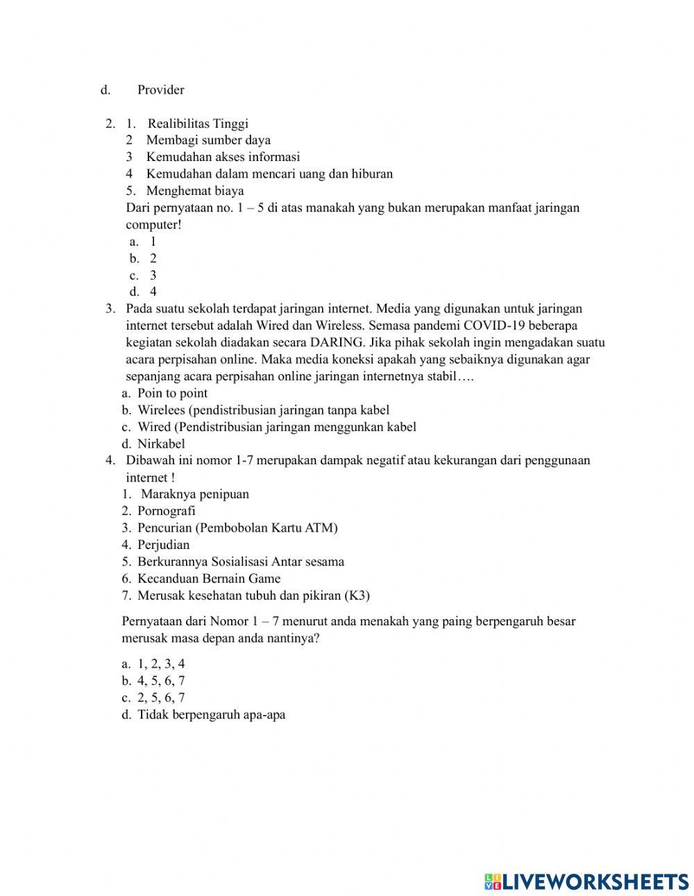 Informatika info2022 activity | Live Worksheets
