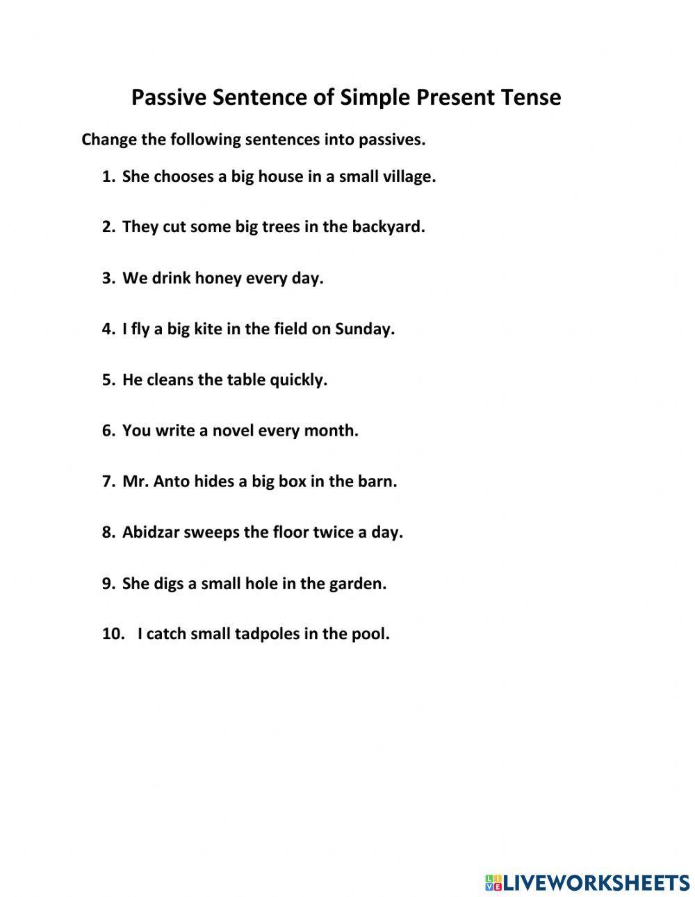 Passive Voice Simple Present Tense Worksheet Live Worksheets passive-voice-simple-present-tense-worksheet-live-worksheets