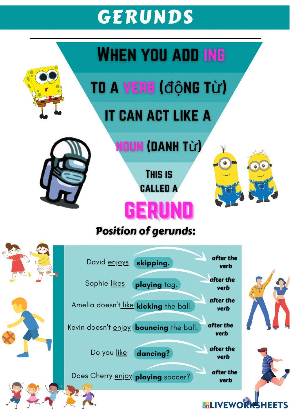 Gerunds | Free Interactive Worksheets | 2135551