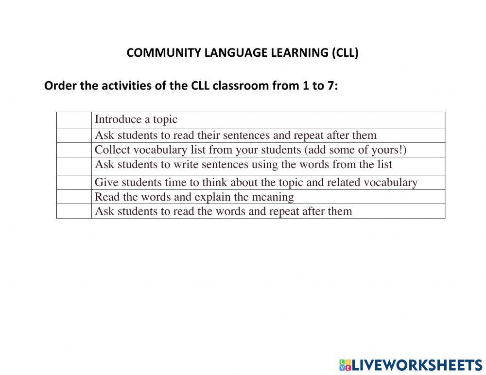 Teaching methods activity | Live Worksheets