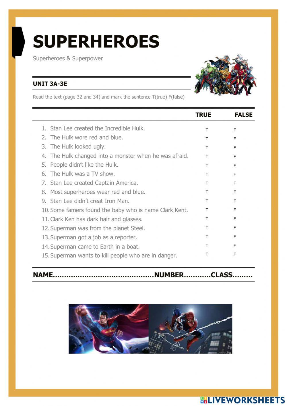 super hero 2871022 | Phattama | LiveWorksheets
