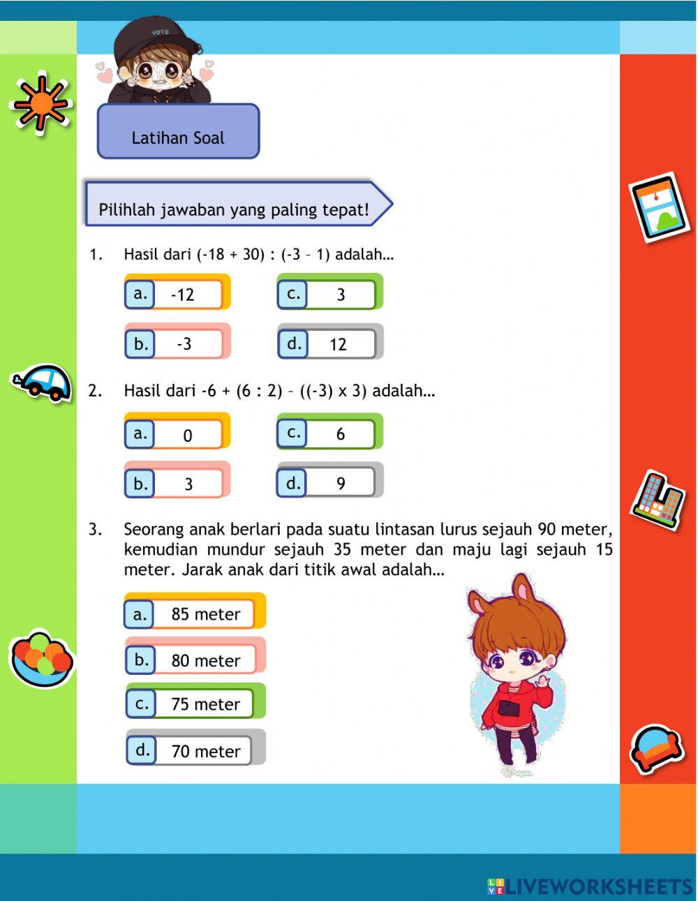 Bilangan worksheet for 7 | Live Worksheets
