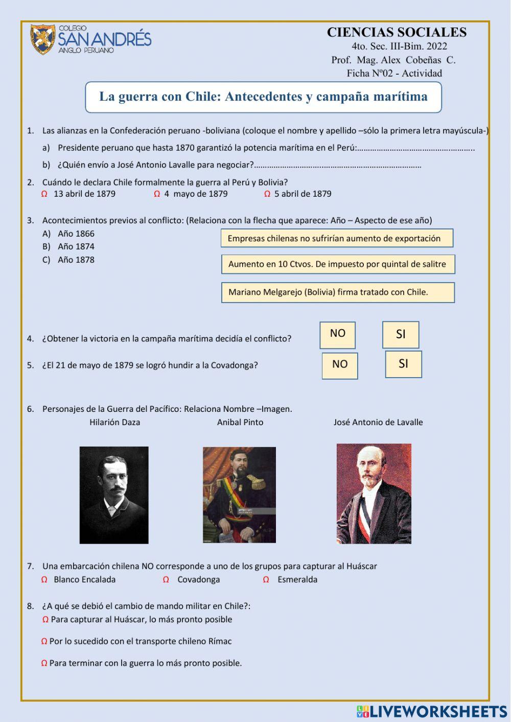 Guerra del Pacífico: Antecedentes y campaña marítima interactive ...