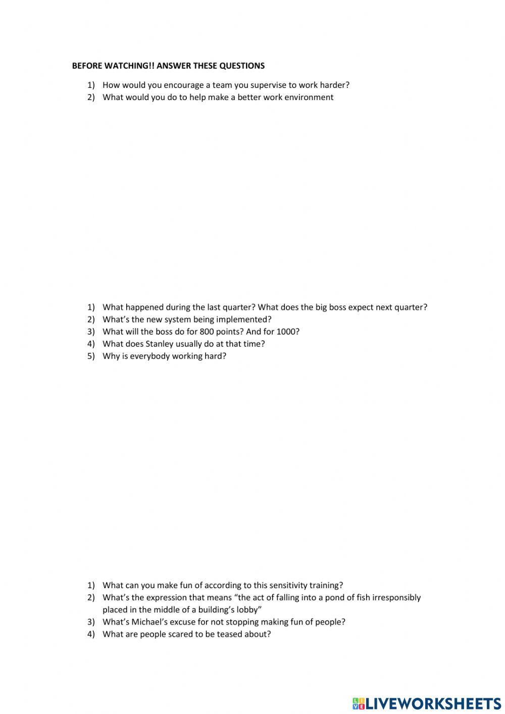 The office clips worksheet | Live Worksheets