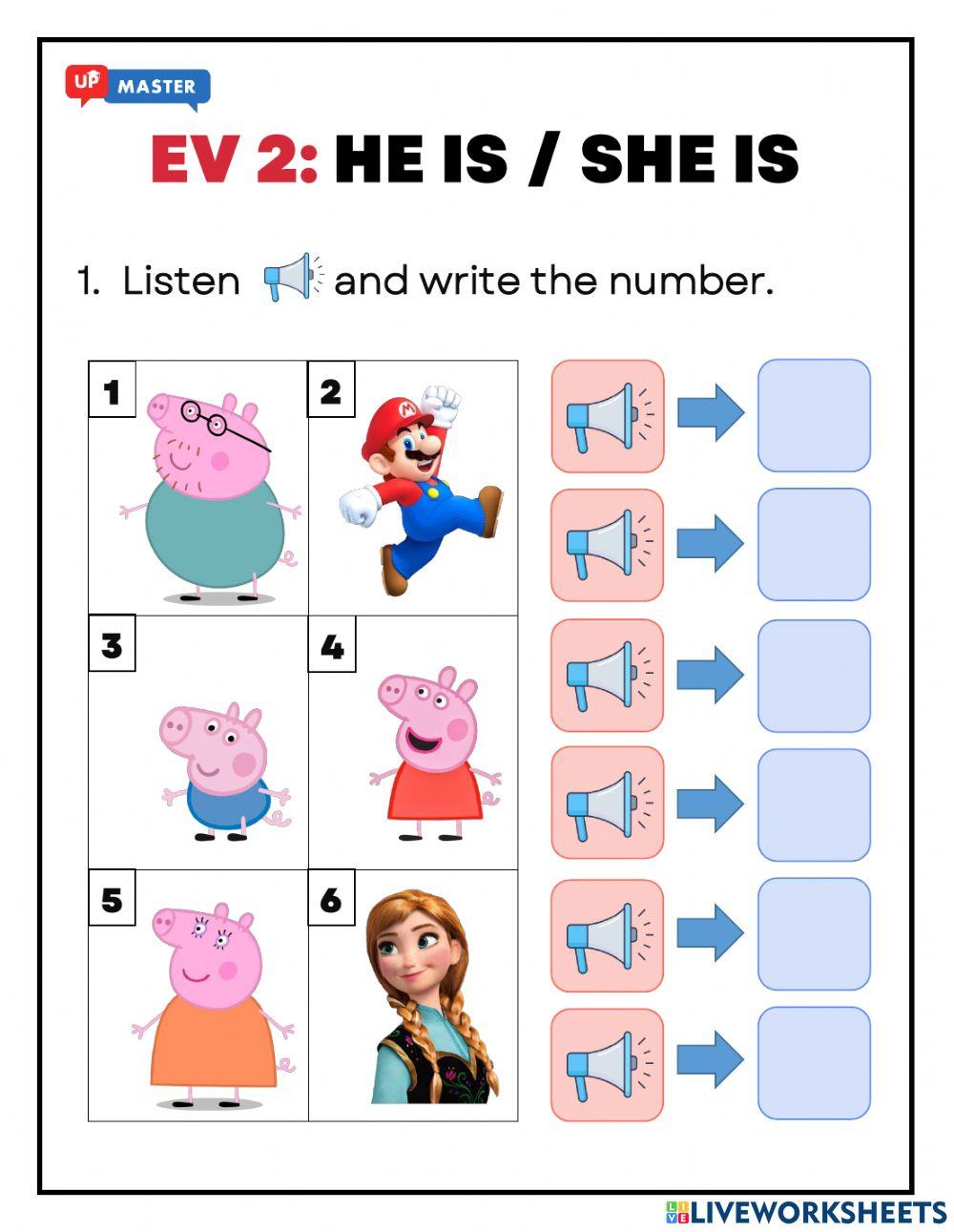 HE IS / SHE IS online exercise for | Live Worksheets