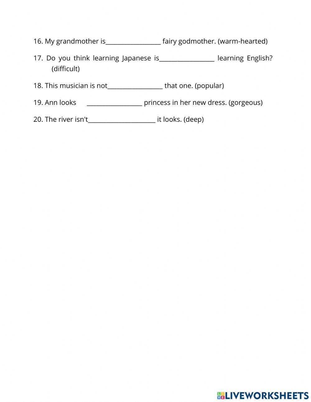 equal comparision online exercise for | Live Worksheets