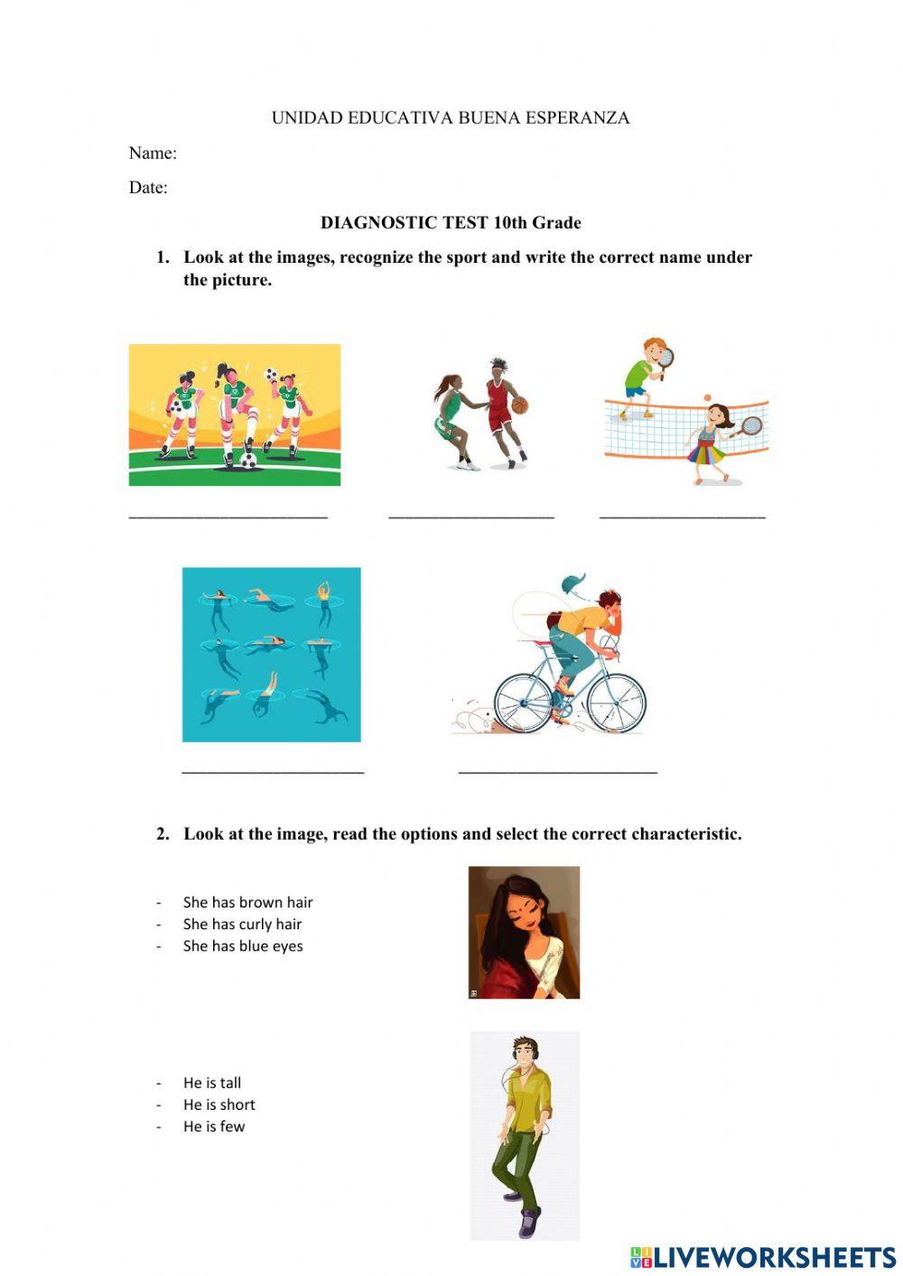 2136050 | 10th grade test | cemunoz | LiveWorksheets