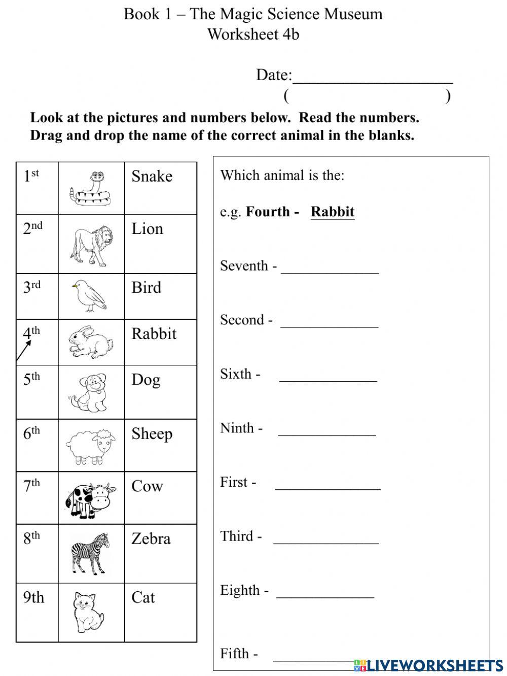 4b Ordinal Numbers worksheet | Live Worksheets