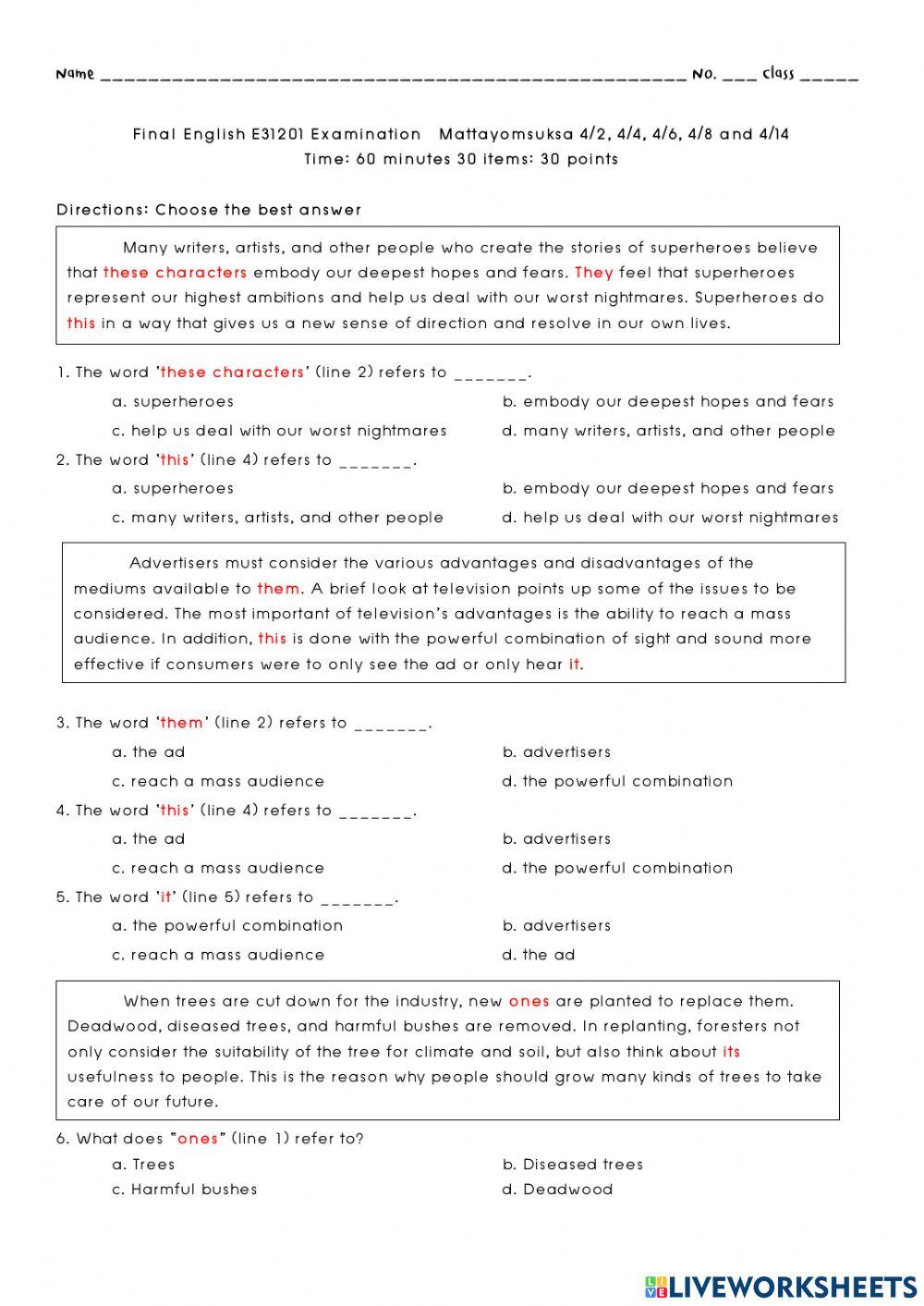 Final M4 เทอม 1… | Free Interactive Worksheets | 4204892