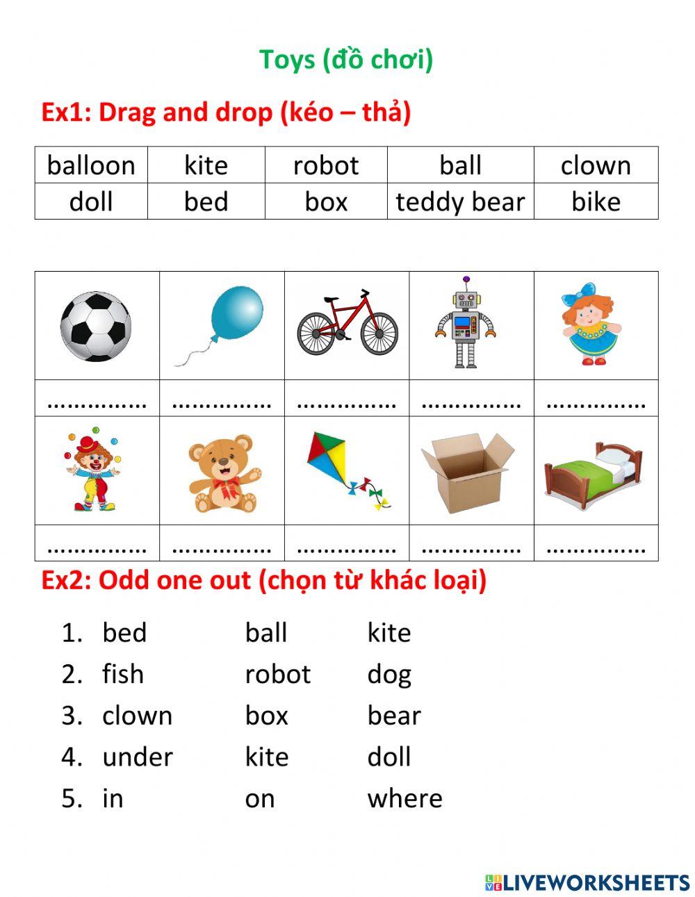 Toys get set go 1 worksheet | Live Worksheets
