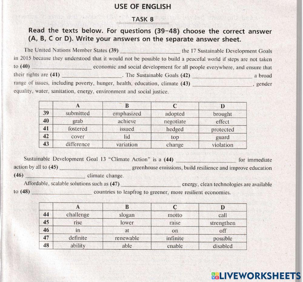 Use of English Extra 1-1 worksheet | Live Worksheets