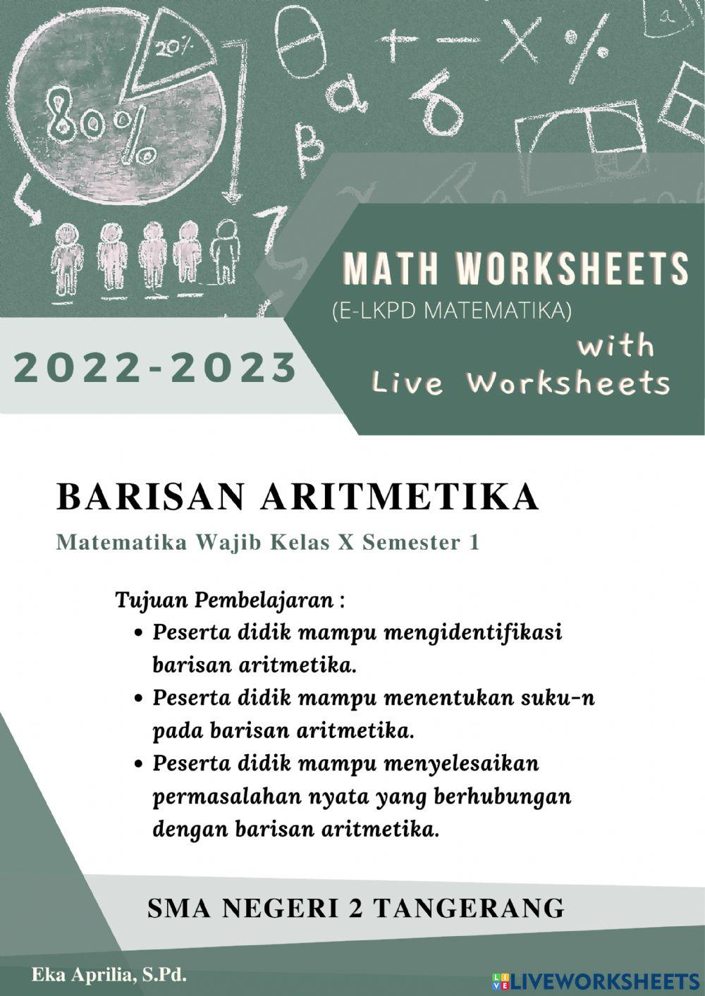 Barisan Aritmetika online activity | Live Worksheets