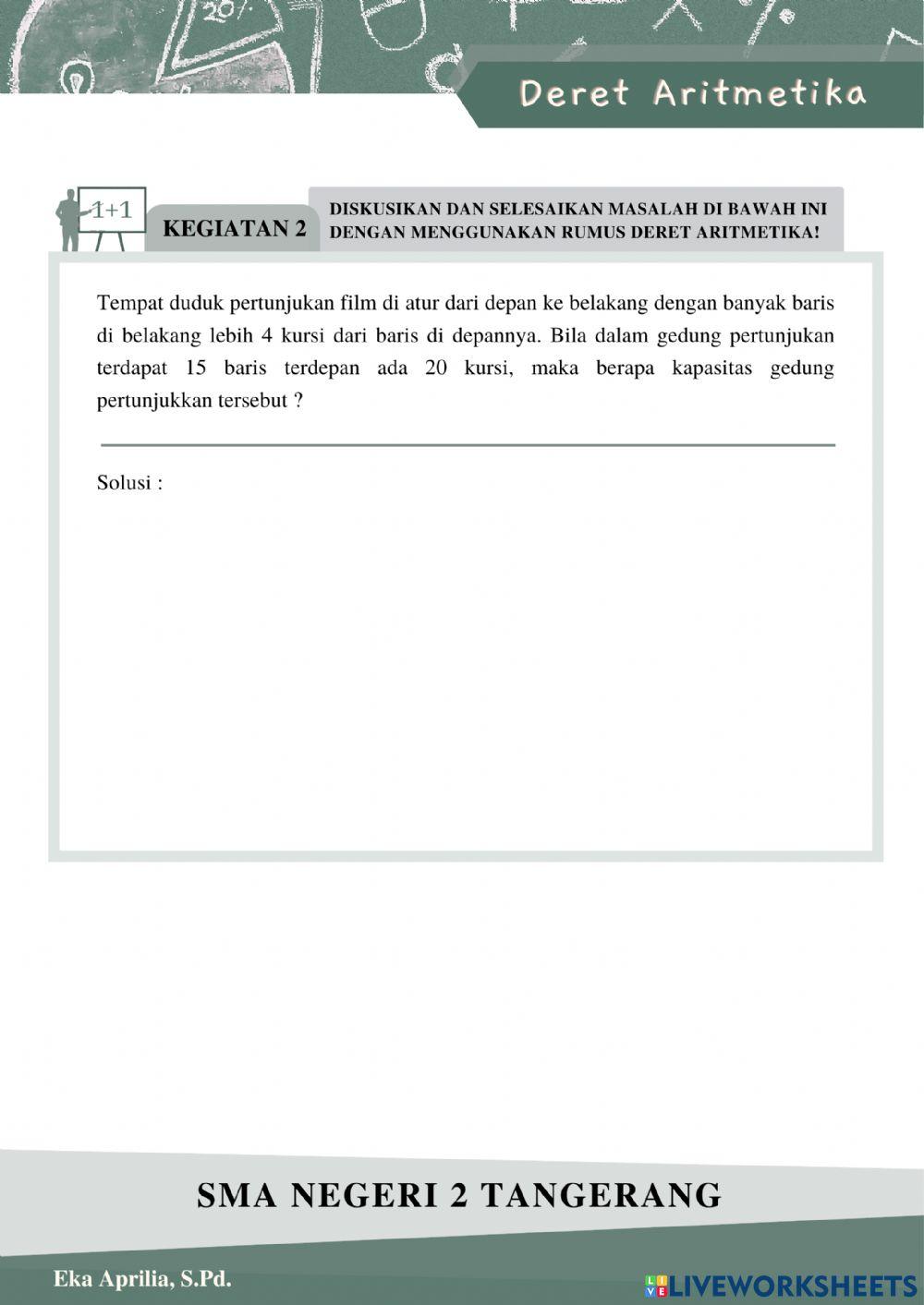 Deret Aritmetika interactive worksheet | Live Worksheets